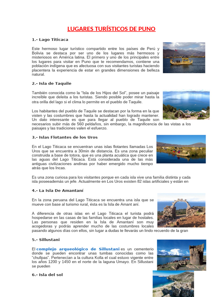 Lugares Turísticos de Puno | PDF