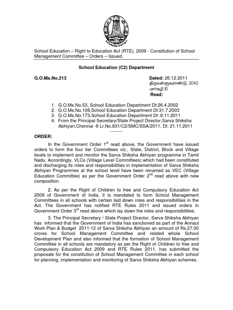 Constitution of School Management Committee | PDF | Public Sphere ...