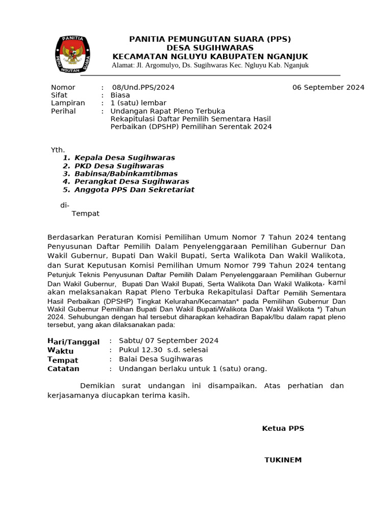 03 Draft Undangan DPSHP PPS - PPK | PDF