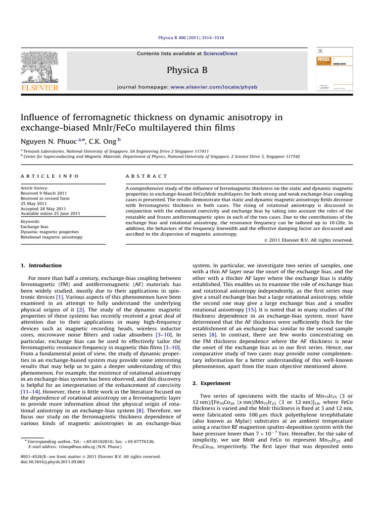 Physica B Vol 406 PP 3514 | PDF