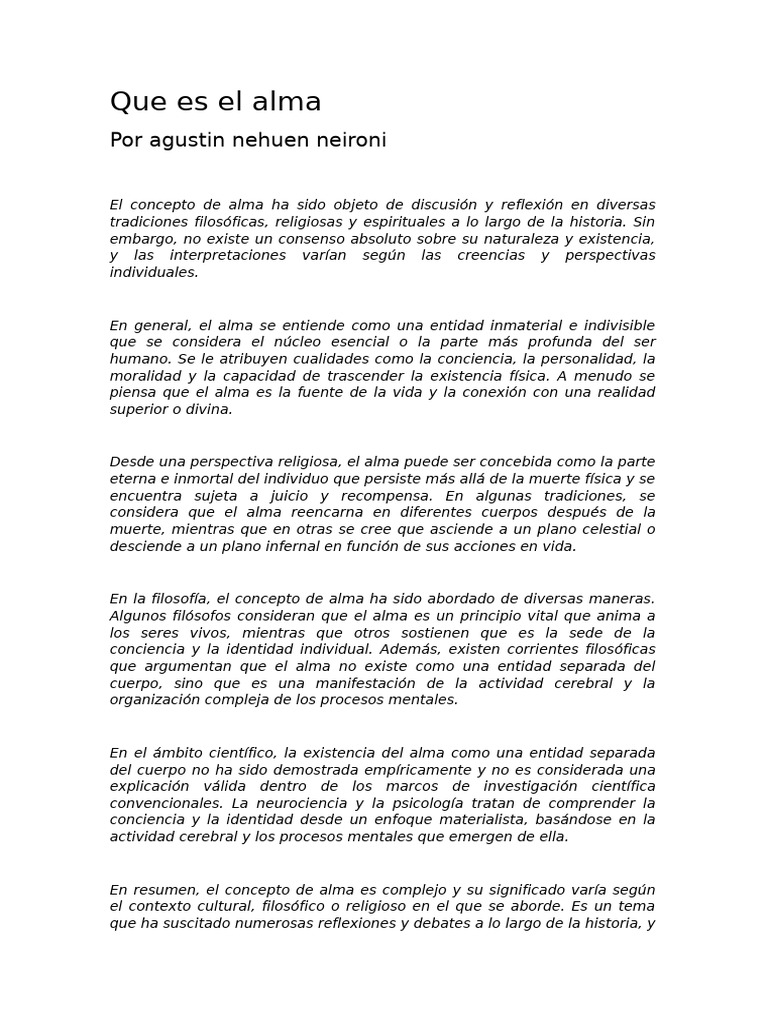 Que Es El Alma | PDF | Filosofía | Relaciones personales, crianza y ...