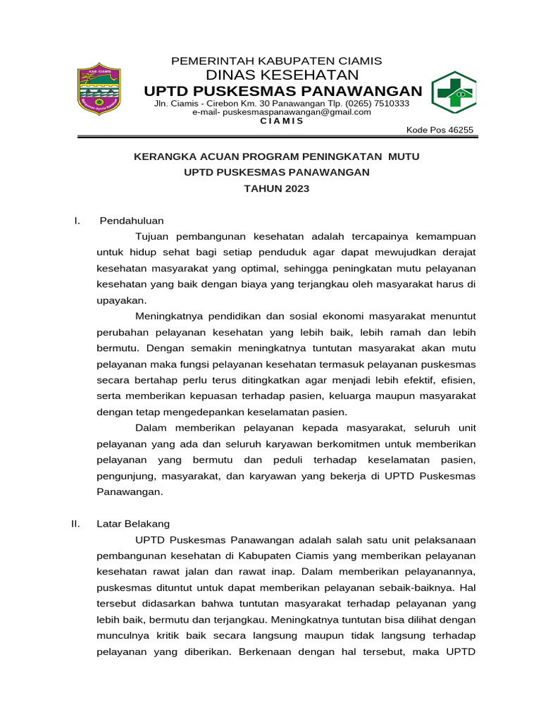 Kak Program Kerja Tim Manajemen Mutu | PDF