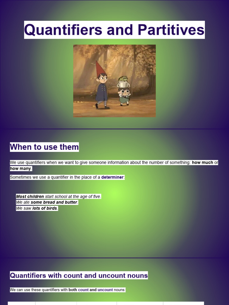 Quantifiers and Partitives | PDF | Noun | Plural