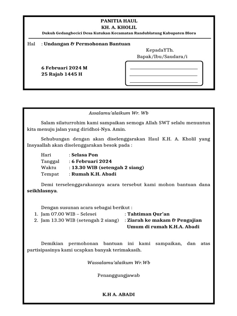 UNDANGAN HAUL 2024 | PDF