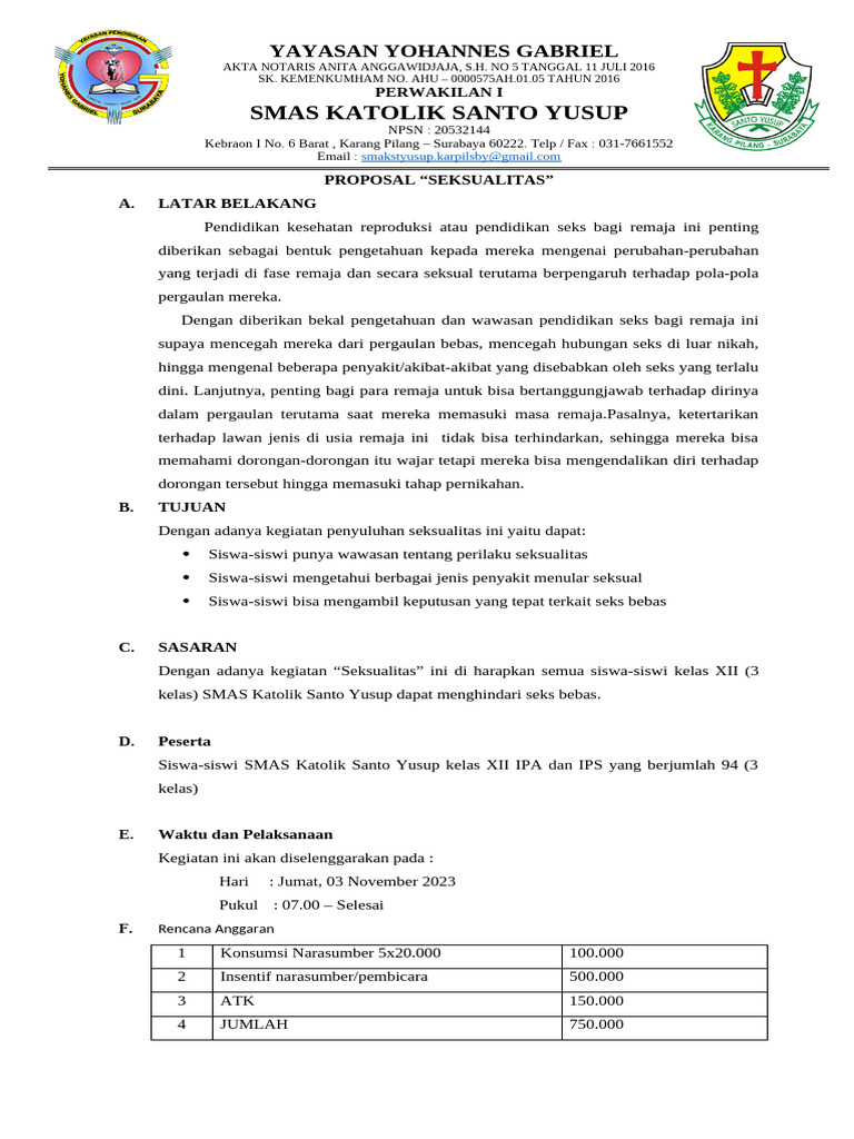 Edukasi Seksual Remaja SMAS Santo Yusup | PDF