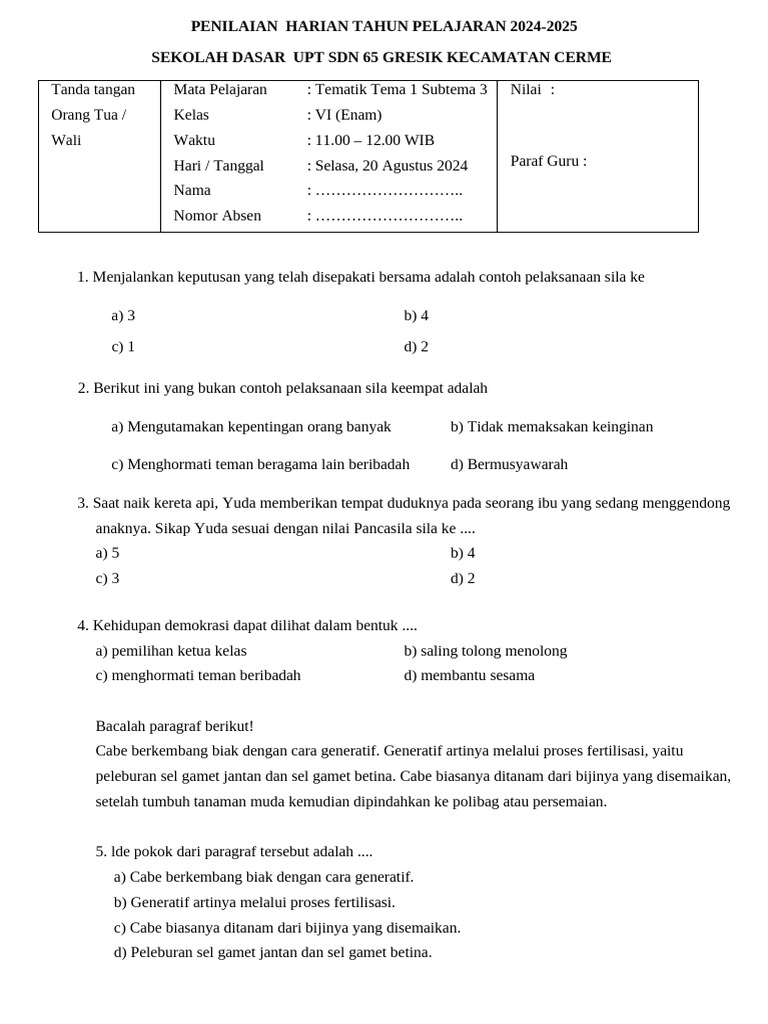 Kelas 6 Tema 1 Subtema 3 Ok | PDF