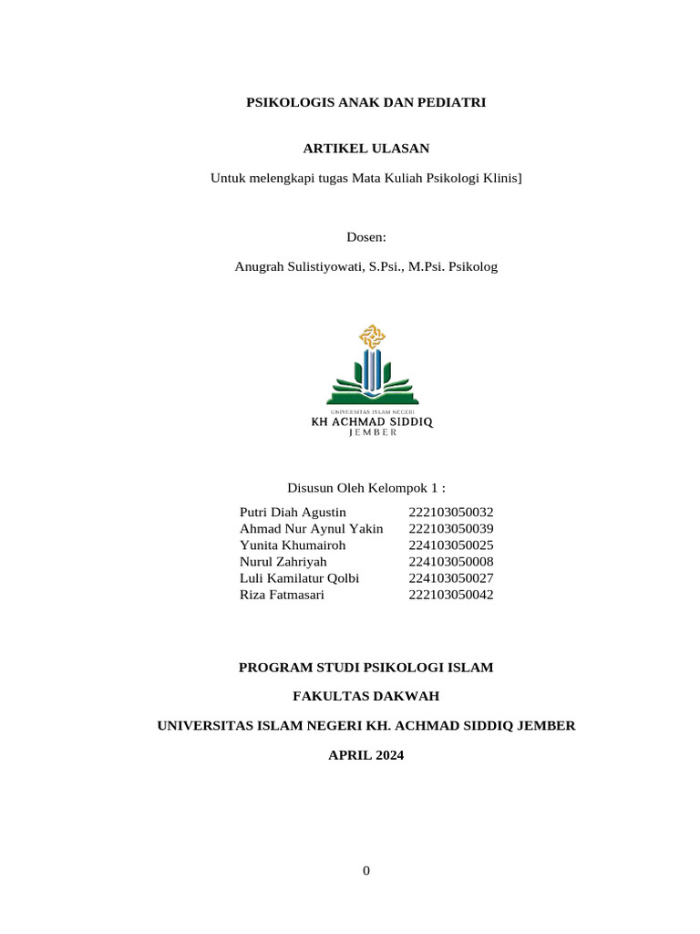 1_Psi. Klinis Anak dan Pediatri | PDF