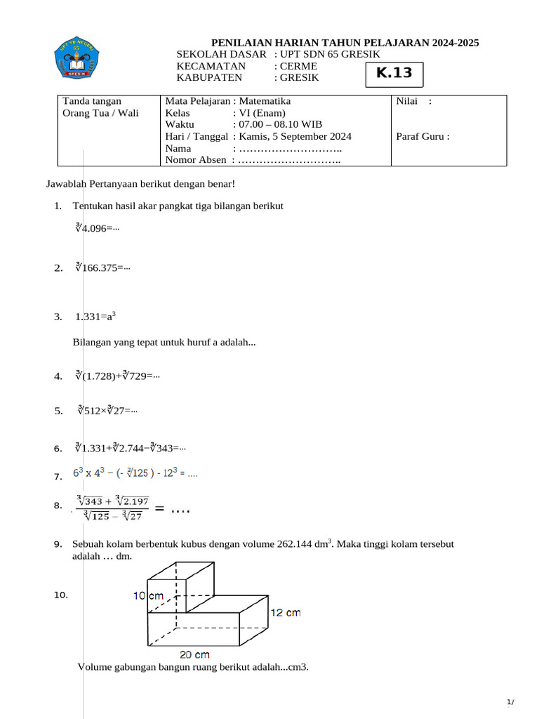 PH Mar Bab 2 Akar Pangkat 3 KL 6 SM 1 2024 | PDF | Karier & Perkembangan