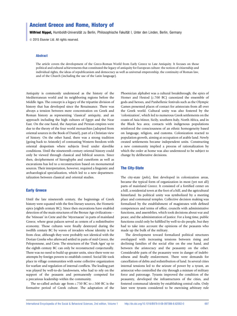 Ancient greece and Rome, History of | PDF