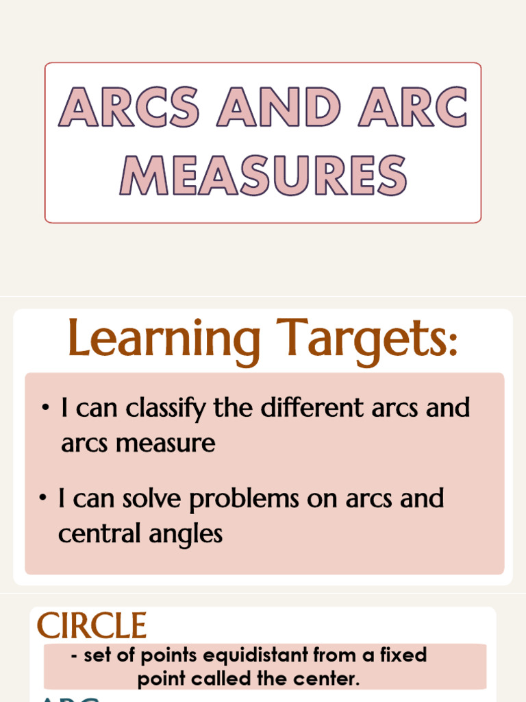 Understanding Arcs and Their Measures | PDF | Circle | Home & Garden