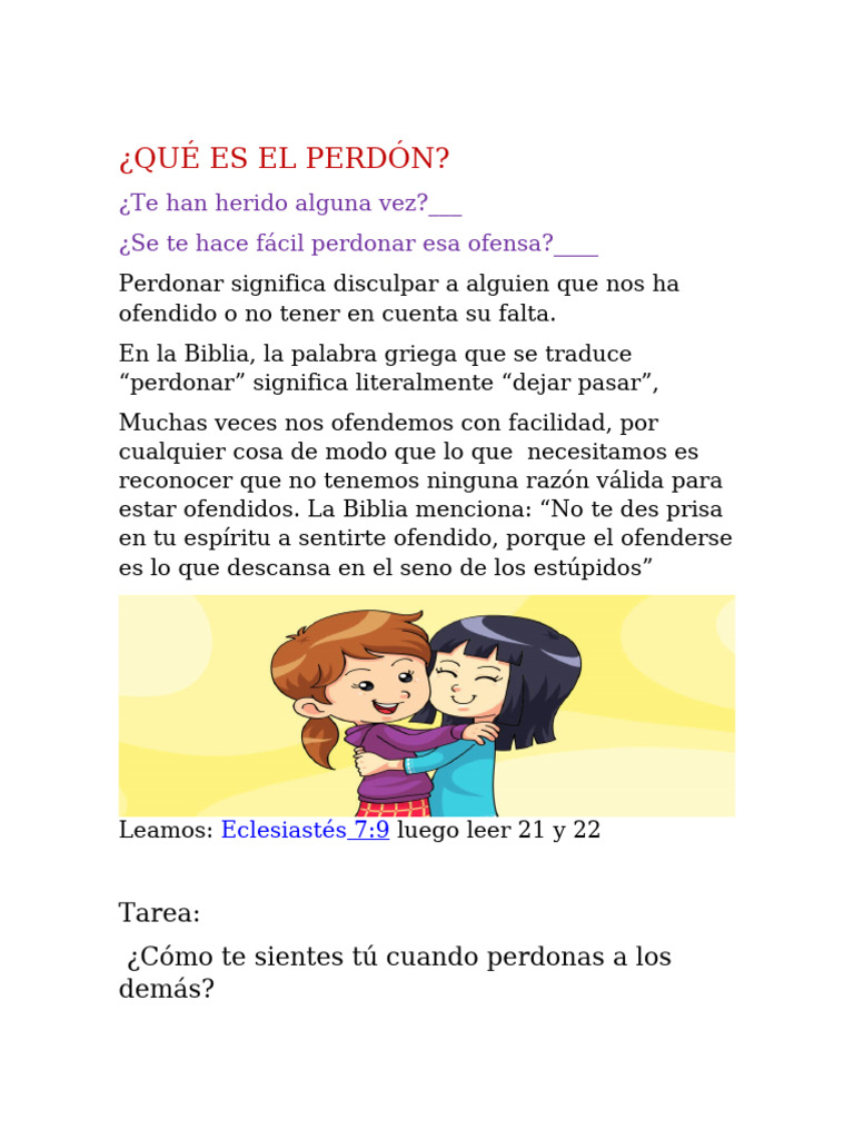 Qué Es El Perdón. Explicacion para Niños | PDF