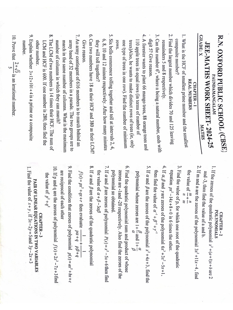 Maths Worksheet | PDF