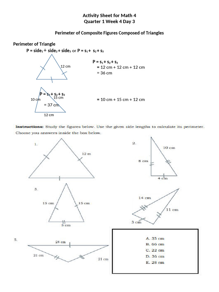Activity Sheet For Math 4 Day 3 | PDF