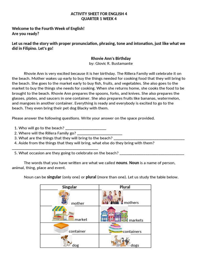 ACTIVITY SHEET FOR ENGLISH 4 day 1 | PDF