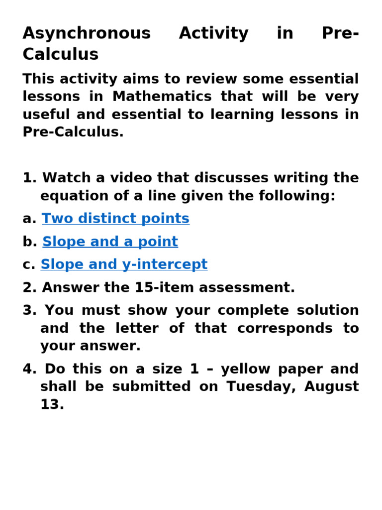 Asynchronous Activity (August 12) | PDF