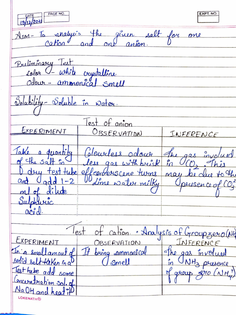 Pt2 Practical Chemistry Class XI | PDF
