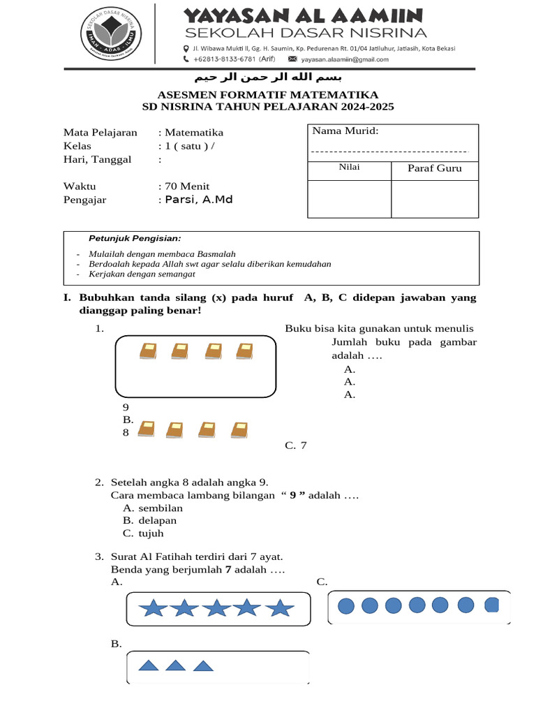 UH MTK Kelas 1 | PDF