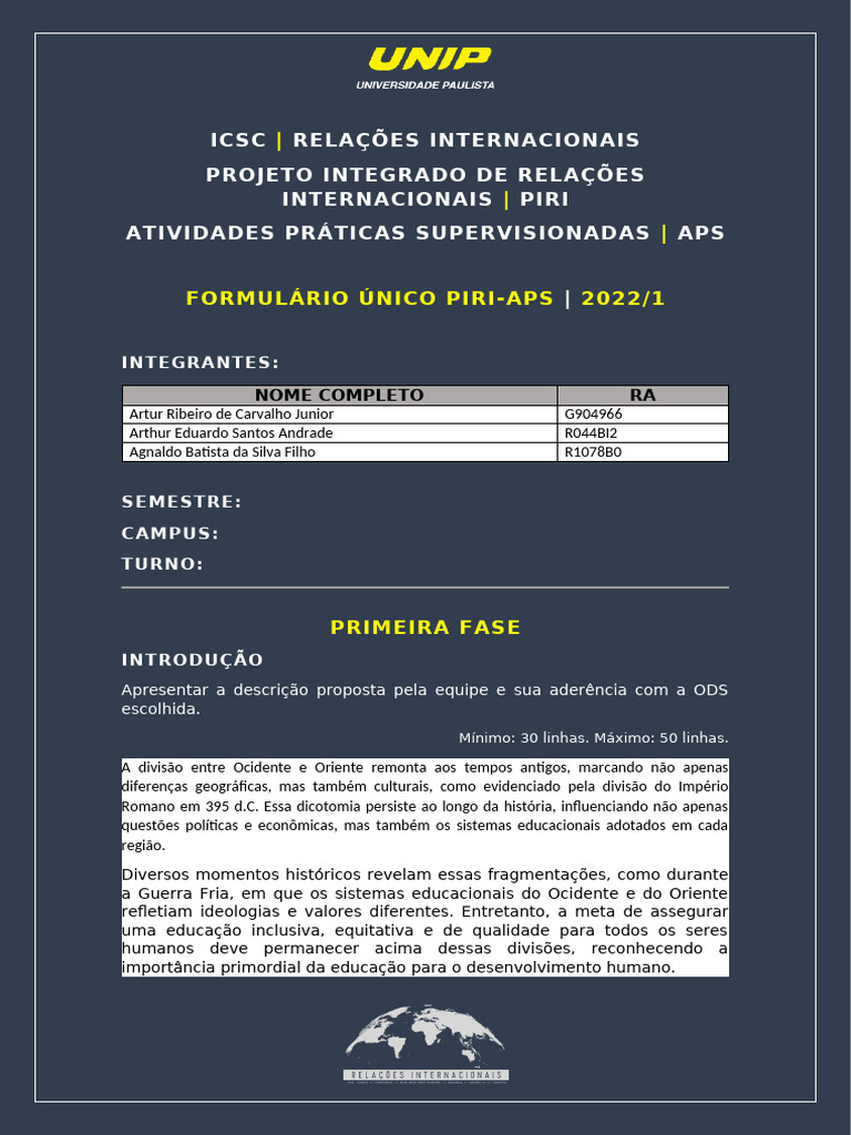Ficha APS-1 | PDF