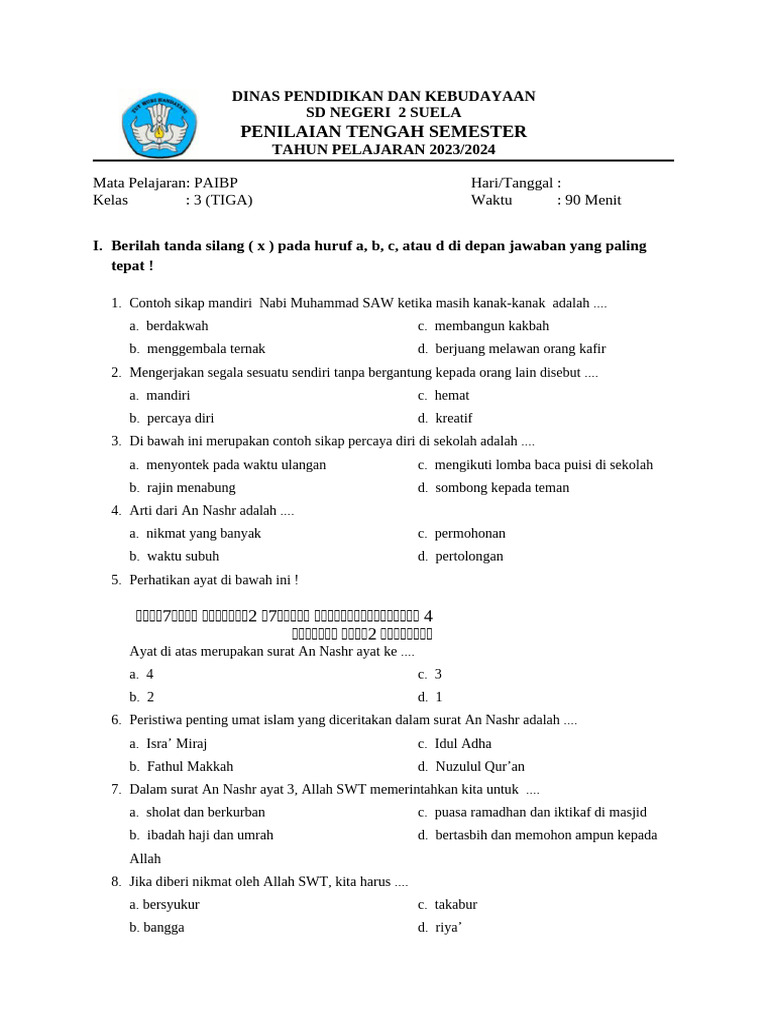 Soal PTS Paibp | PDF