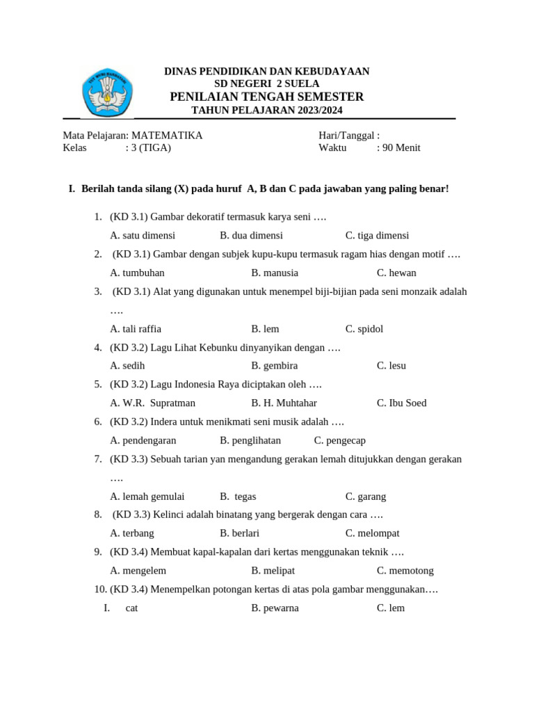 SOAL PTS SBDP | PDF