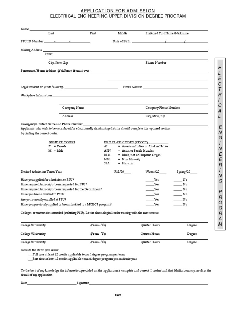 Application Ee | PDF | University And College Admission | Academic Degree