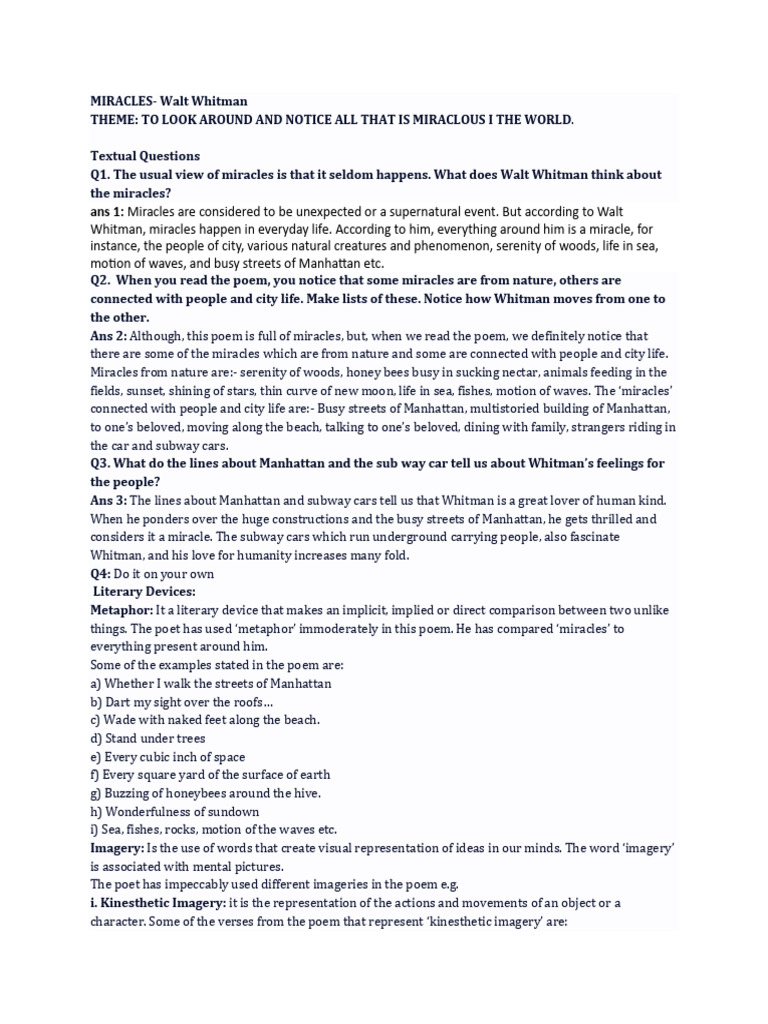 Poem Miracles | PDF | Poetry