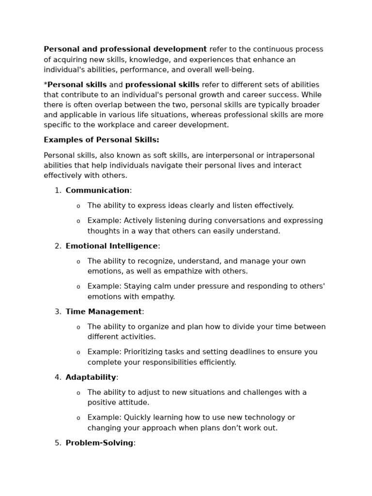 Week 1 and 2 Definition of Personal and Prof Dev | PDF