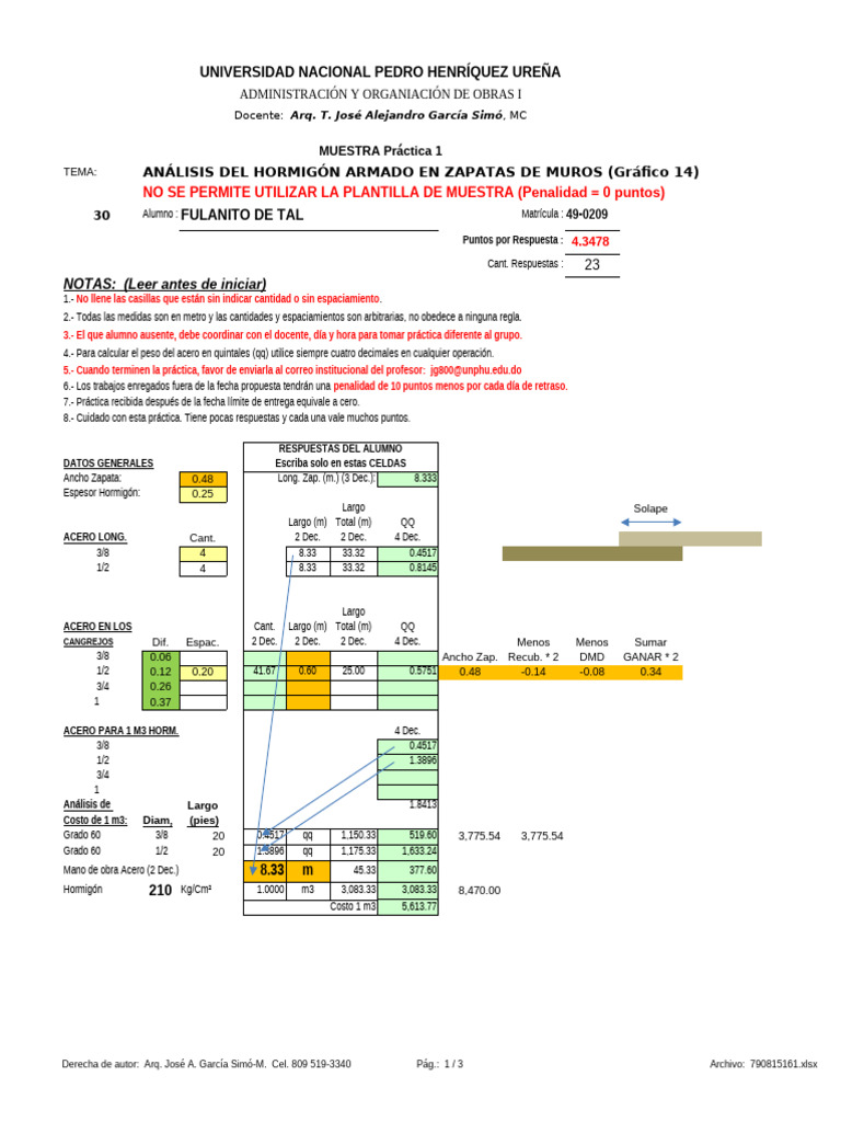 Pract 01 Zap 1 Cam., MURO BLOQUES, MUESTRA ALUM | PDF