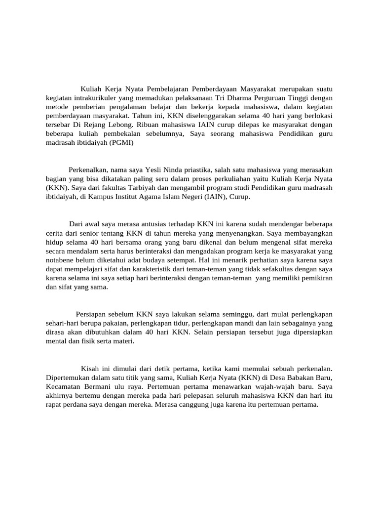Esay KKN Yesli Jadi | PDF