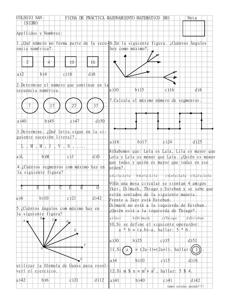 Ficha de Práctica RM 3ro | PDF
