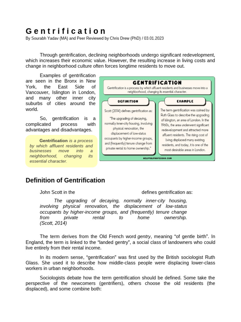 Gentrification Classification of Cities | PDF