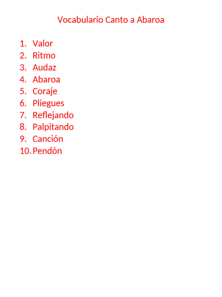 Vocabulario Himno - Canto A Abaroa | PDF