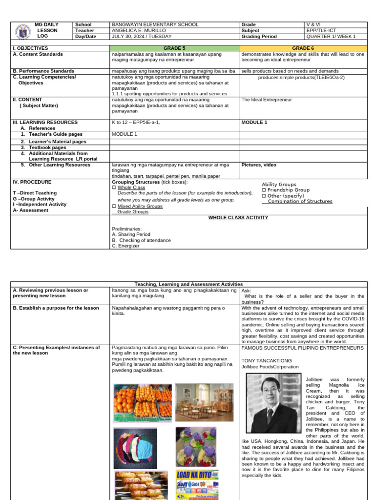 DLL Q1 W1 Day2 Epp | PDF