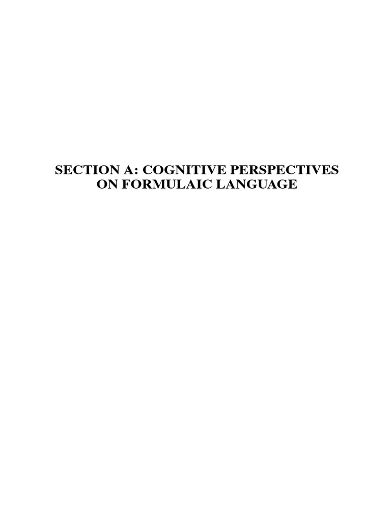 Formulaic Language in L1 Acquisition | PDF
