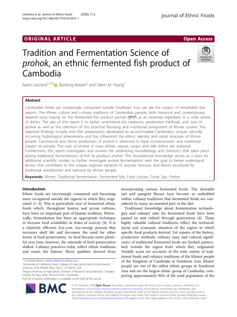 Tradition and Fermentation Science Of, An Ethnic Fermented Fish Product of Cambodia | PDF