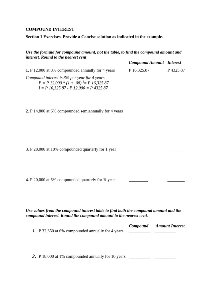 Compound Interest Part 1 | PDF | Interest | Compound Interest