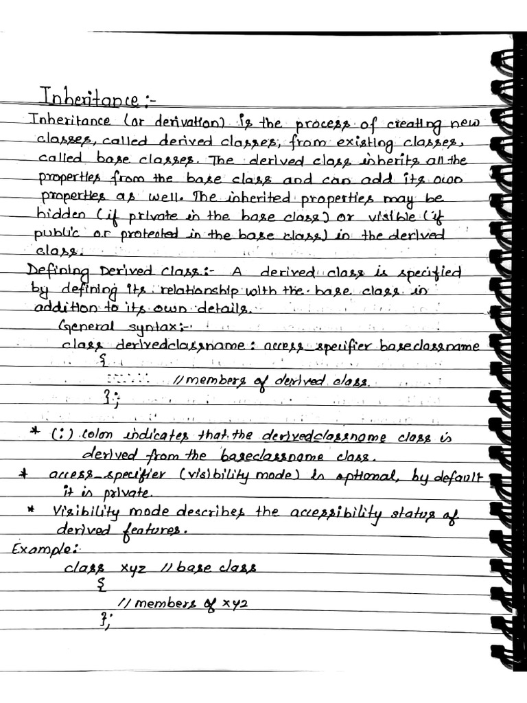 Inheritance in C++ Note | PDF