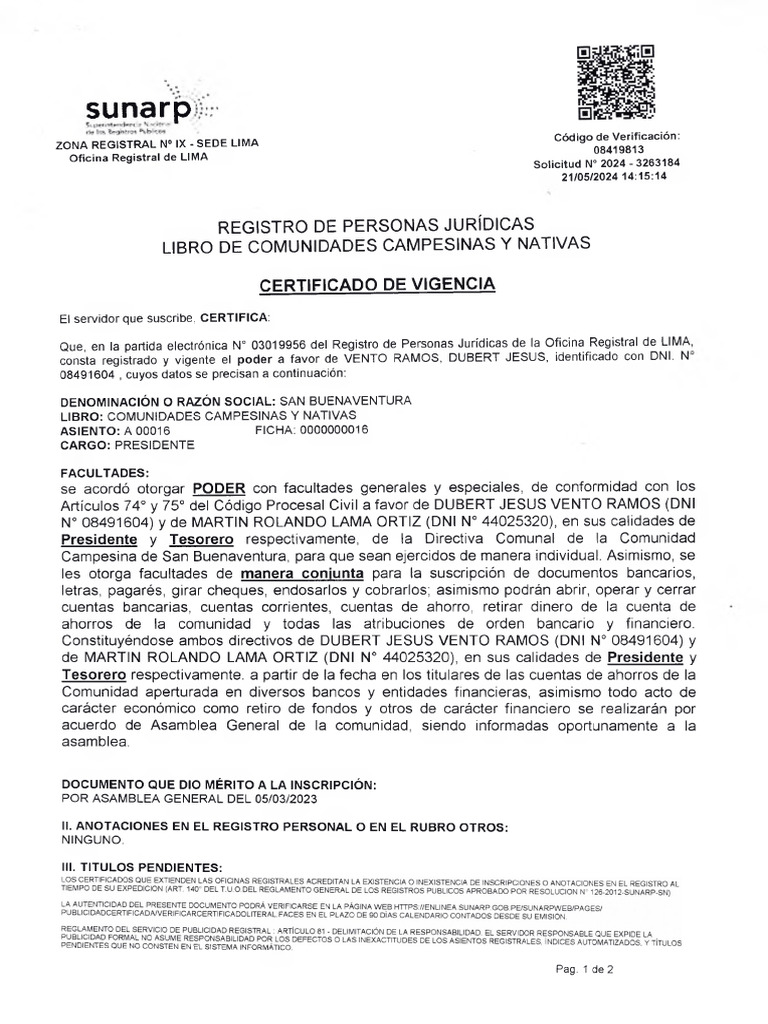Certificado de Vigencia | PDF