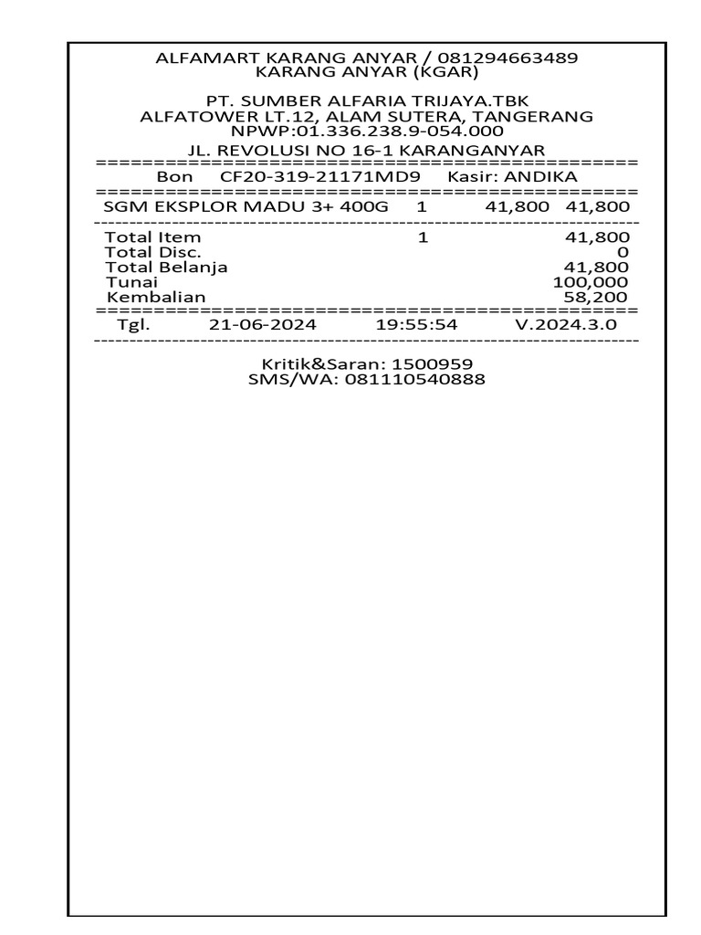 Struk Alfamart | PDF