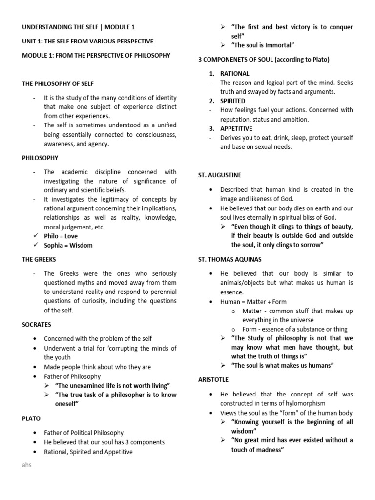 Self 1 Module 1 Sem 1 | PDF