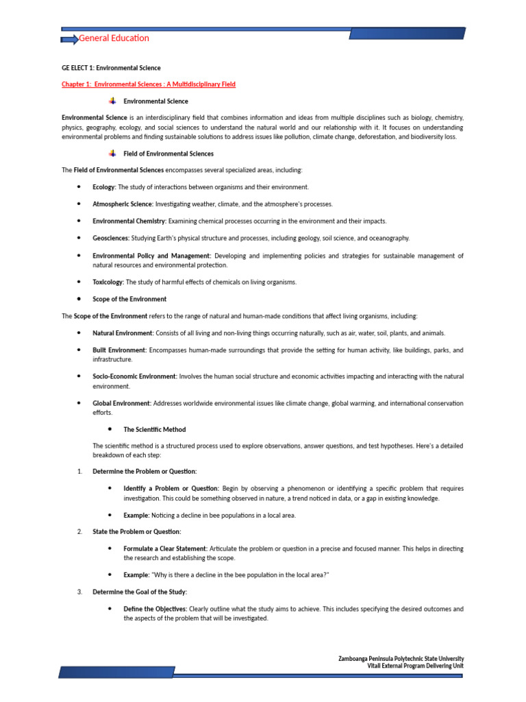 GE ELECT 1 Environmental Science | PDF