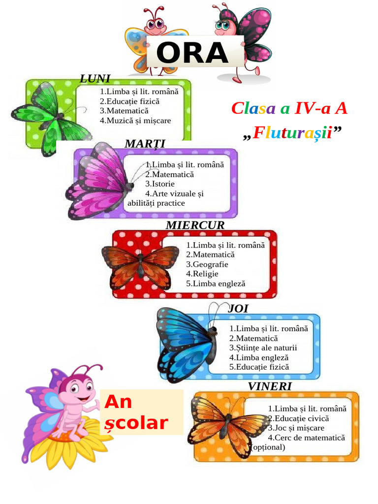 Orar Clasa A IV-a A | PDF