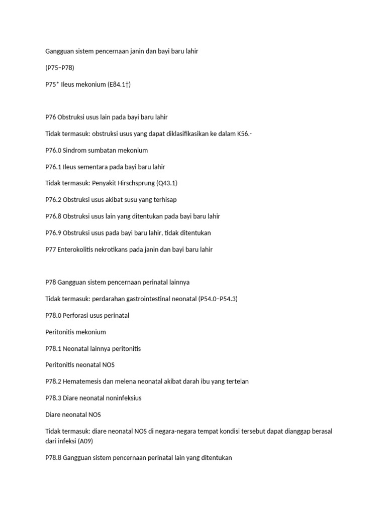 Kode Gangguan Sistem Pencernaan Janin Dan Bayi Baru Lahir | PDF