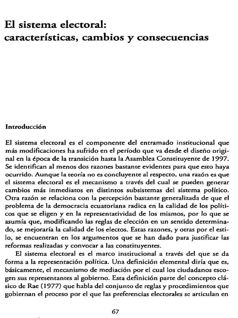 El Sistema Electoral. Características, Cambios y Consecuencias ...