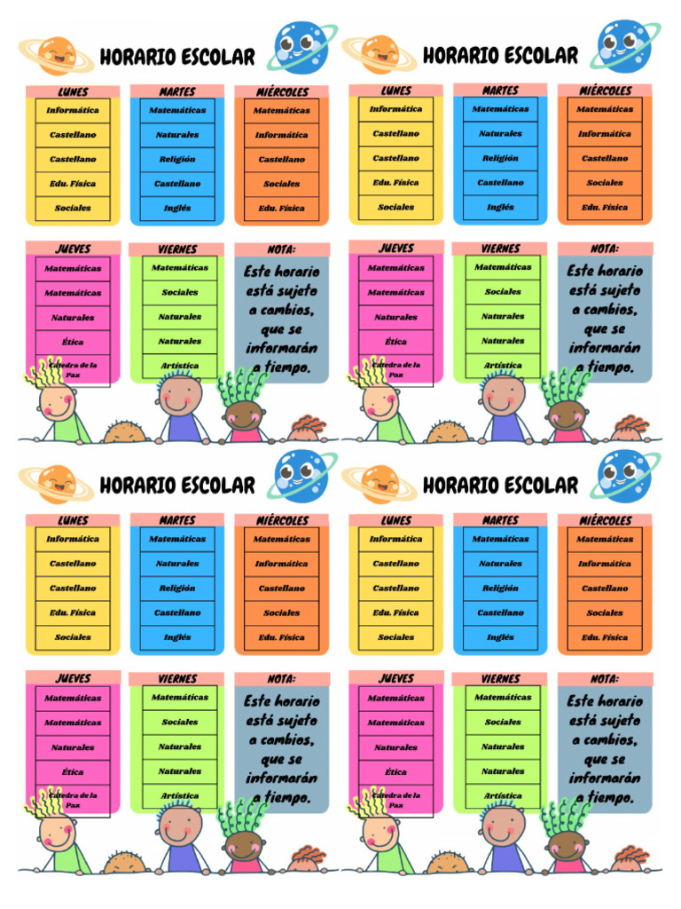 Horario de Clases | PDF