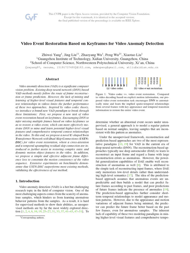 Yang Video Event Restoration Based On Keyframes For Video Anomaly Detection CVPR 2023 Paper | PDF