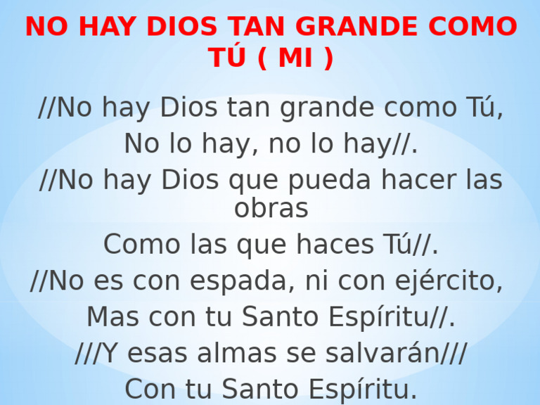 No Hay Dios Tan Grande Como Tu | PDF