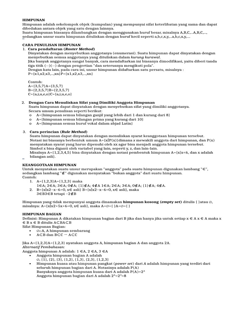 Materi Himpunan Dan Graf - Kelas 9 SMT 1 | PDF