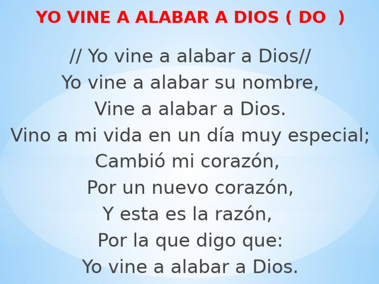 Yo Vine A Alabar A Dios | PDF