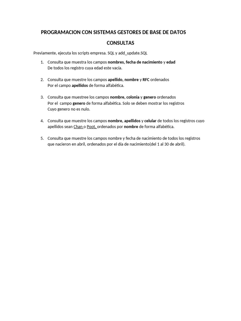 Programacion Con Sistemas Gestores de Base de Datos | PDF